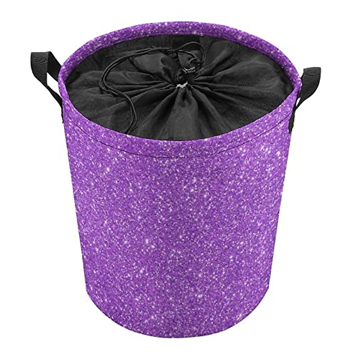 Purple Laundry Basket Purple Glitter Laundry Hamper Printed Bling Dirty Clothes Storage Basket Collapsible Waterproof Toy Organizer for Girls Bedrooms