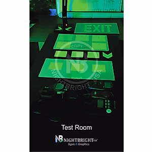 Photoluminescent Exit Sign Black W/Holes and Hardware - Aluminum Code Approved UL 924 / IBC/NFPA 101 (Directional Arrows Included) NightBright USA Part ULB-050-HH