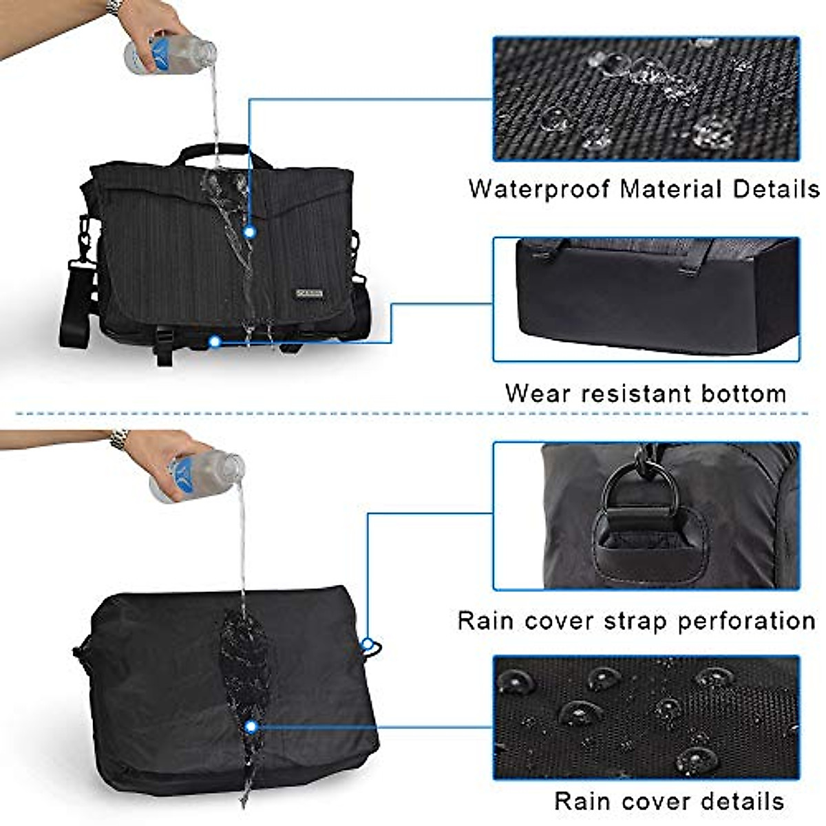 CADeN Camera Bag Case Shoulder Messenger Photography Bag with Laptop Compartment 14", Tripod Holder, Compatible for Nikon, Canon, Sony, DSLR SLR Mirrorless Cameras Waterproof Black