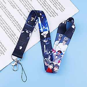 G-Ahora Kpop Bangtan Boys Leather Wallet Bangtan Boys Purse Credit Card Holder with Bangtan Boys Lanyard Kpop Bangtan Boys Postcards for Army Gifts(WC Bangtan Boys)