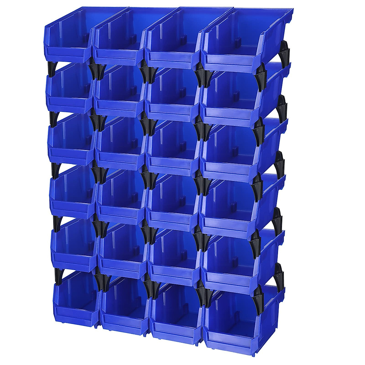 Weysat 24 Pcs Storage Bins Parts Racks, Wall Mounted Tool Storage Bins, Plastic Stackable Garage Storage Bin Organizer for Screws Bolts Nuts Nails Beads Small Hardware Parts Storage Men Gift Tools