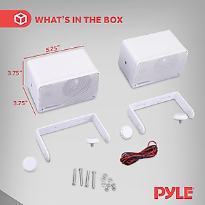 Pyle 3-Way Weatherproof Outdoor Speaker Set - 3.5 Inch 200W Pair of Marine Grade Mount Speakers - in a Heavy Duty ABS Enclosure Grill - Home, Boat, Poolside, Patio, Indoor Outdoor Use -PLMR24 (White)