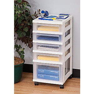 IRIS USA MC-341-NS Storage Drawer Cart, 5 WHT CLR, White
