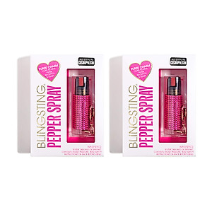 BLINGSTING Pepper Spray for Women - Maximum Strength OC Self Defense Spray - 12 ft Range - UV Marking Dye for Police ID - Swipe Safety Lock - Compact & Fashionable Keychain - Pink (2 Pack)