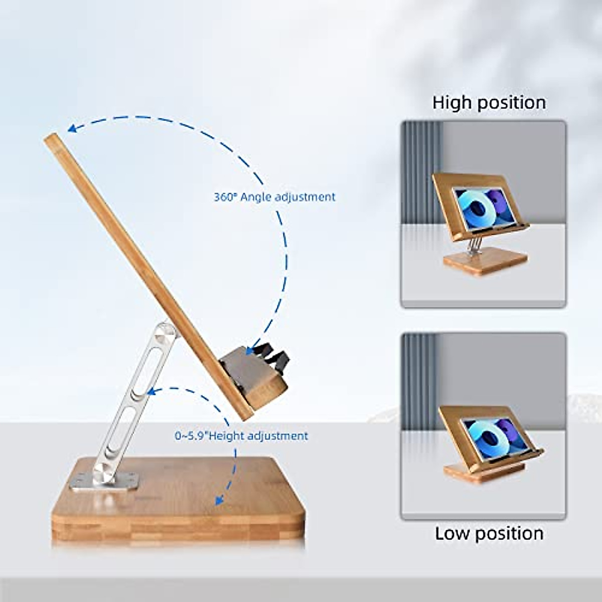 wishacc Cookbook Stand, Foldable Cookbook Holder, Recipe Book Stand Holder with Clips (15.4 x 11 inches)