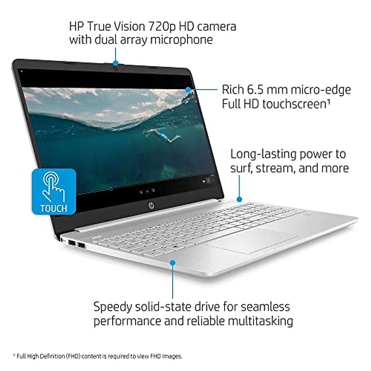 HP 15.6" FHD Touchscreen Business Laptop, 11th Gen Intel Core i3-1115G4 Processor, Windows 10 Pro, 12GB RAM, 256GB SSD, HDMI, WiFi 5, Fingerprint Reader, Long Battery Life, PCS