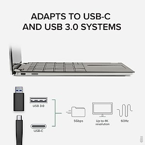 Plugable 4K DisplayPort and HDMI Dual Monitor Adapter for USB 3.0 and USB-C, Compatible with Windows and ChromeOS