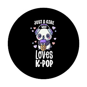 Just A Girl Who Loves K-Pop Shirt Gift Kawaii Boba And KPop PopSockets PopGrip: Swappable Grip for Phones & Tablets