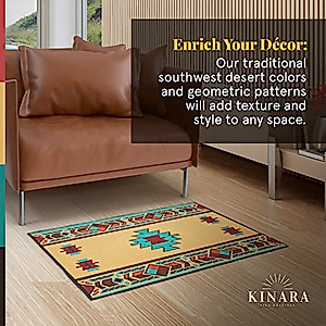 Kinara Carrizo Area Rug – Southwestern Native American Design – Beautiful and Unique Pattern – Fine Weaving and Quality Material for Everyday Use – Non-Skid – 3x2 feet