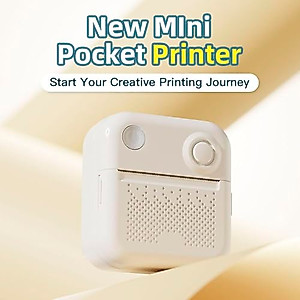 HXBER Mini Printer, Mini Pocket Printer Portable Thermal Instant Photo Printing Label Maker Machine BT Wireless Connect Compatible with Android or iOS APP Support Receipt Label Memo Sticker Notes