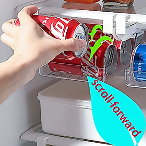 XILAOTOU Fridge Organizer Hanging Soda Can Dispenser Drink Holder for Refrigerator, Kitchen Organizer,Cabinet Shelf - Clear Plastic Canned Food Storage Rack，store to 5 standards 12-oz soda