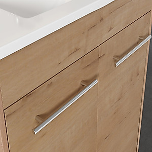 Dowell Oak Natural Bathroom Vanity with Ceramic Sink Combo, Modern Bathroom Cabinet with Soft-Close Door, Freestanding Single Bathroom Vanity Set (24 Inch)