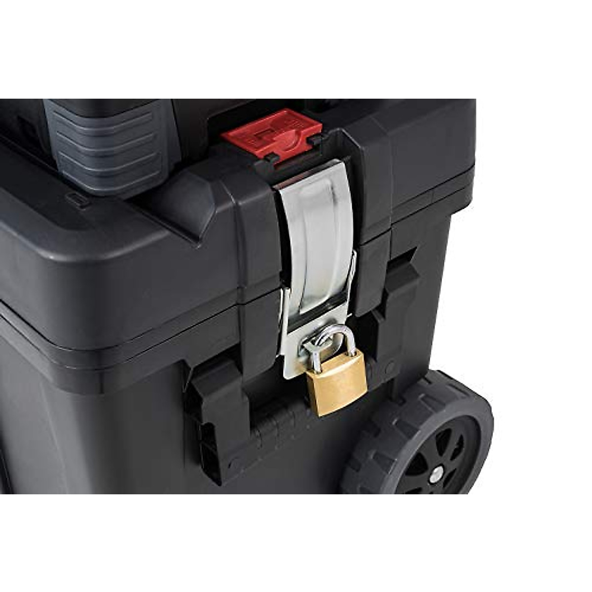 Keter Mobile Hawk Cart and Stackable Tool Box System and Organizer with Telescopic Comfort Grip Handle - Perfect Organization and Storage Chest for Power Drill, Tape Measure, and Small Parts