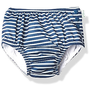green sprouts Boys' Snap Swim Diaper, Navy Stripe, 4T