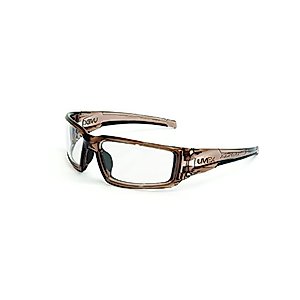 Honeywell Safety Products by Hypershock Safety Glasses, Brown Frame with Clear Lens & Uvextreme Plus Anti-Fog Coating (S2960XP)