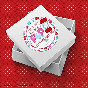 You Make My Heart Pop Bubble Themed Valentine Party Favor Sticker Labels for Kids, 40 2" Party Circle Stickers by AmandaCreation, Great for Classroom Valentines, Envelope Seals, Gifts & Treats