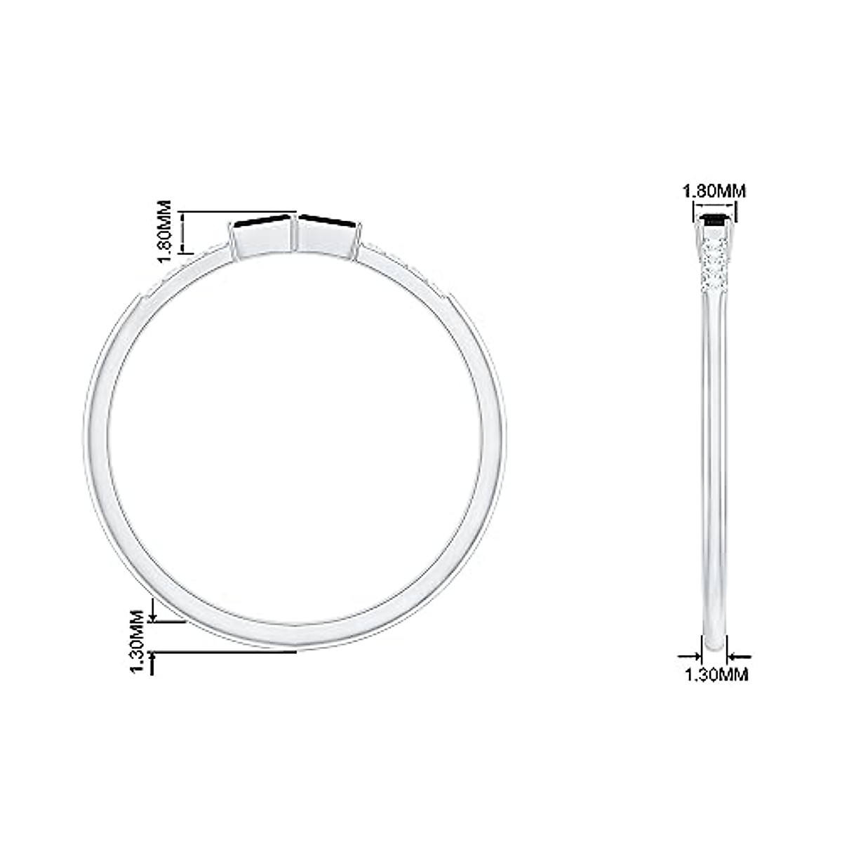 Natural Black Onyx Diamond Promise Ring For Women, Certified Onyx Stackable Ring, AAA Quality - With Jewelry Box, 14K Yellow Gold, Size:US 7.00