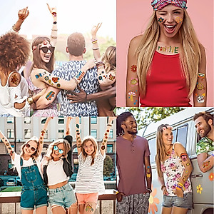 COKOHAPPY Groovy 70s Hippie Temporary Tattoos - 36 Sheets with 300+ Tattos | Flower Power Groovy Party Supplies, Good Vibes Only Favors, Smiley, Peach Love, Rainbow Arts and Crafts Daisy Party Favor
