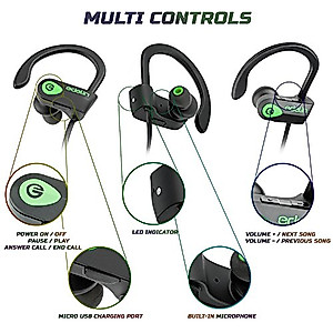 Edelin Bluetooth Headphones - Wireless Earbuds with Mic HD Stereo Noise Cancelling Waterproof IPX7 for Sport Running Gym - Earphones Compatible iPhone 8 X Samsung Galaxy S9 Android iOS - Headset