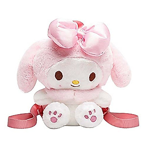 Huositi Pink and White Plush Backpack, Cute Cartoon Character Plush Doll School Bag for Kids and Girls (Pink)