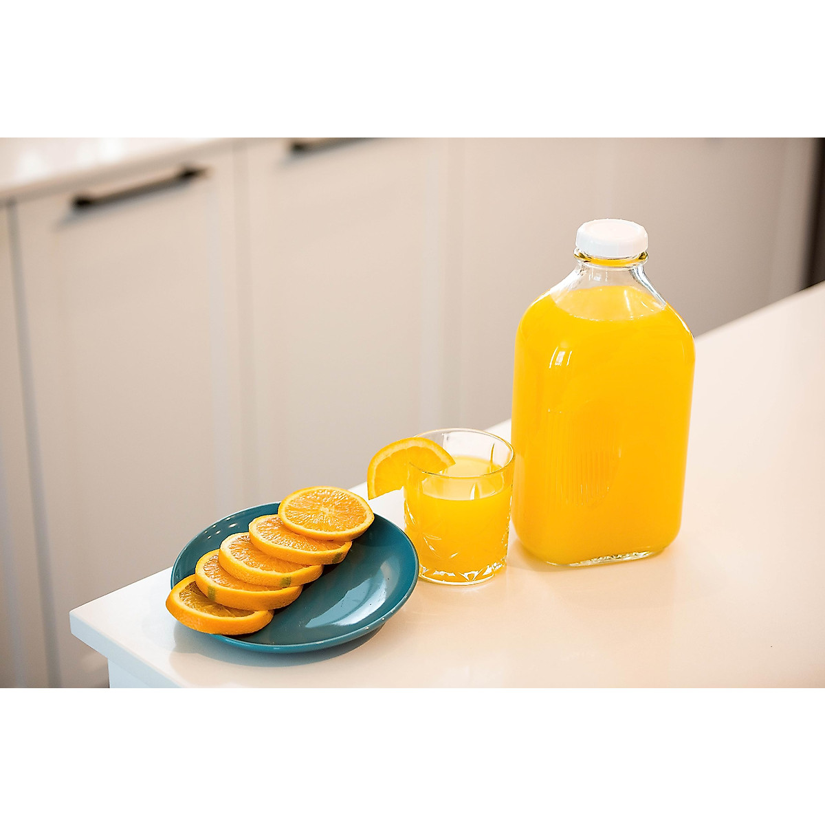 6 Glass Bottle Replacement Caps with Tampered Evident Seal, 48mm Diameter Bottle Lids That Fit Perfectly Stanpac & Libbey Milk Glass Bottles. Reusable, Long-Lasting and Easy to Clean Bottle Caps (Light Blue)