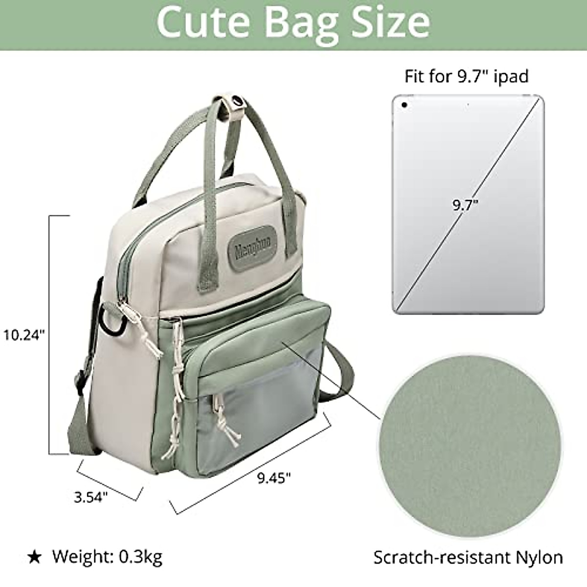 AoMoon Kawaii Backpack Japanese Cute School Bag Ita Bag JK Uniform Bag Aesthetic Backpack with Pin and Cute Accessories for Girls (S-Green)