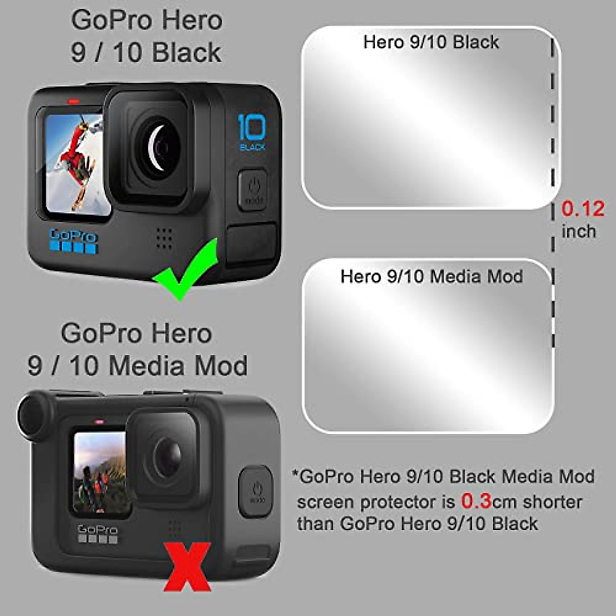 FitStill Screen Protector for GoPro Hero 11/10 / 9 Black, Ultra lear Tempered Glass Back Screen Protector + Tempered Glass Lens Protector+Tempered Glass Front Screen Protector+Lens Cover - 2 Packs