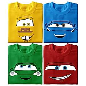 Car Faces Outline T-Shirt Funny Big Face Family Matching Shirt McQueen Custom Birthday Shirts Adventure Vacation Matching Cousins Cars Shirt