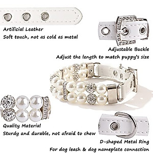 Cdycam White Peal Dog Collar, Pet Peal Necklace Dog Collar for Small Dogs Puppies Kitty, Elegant Cute Dog Collar for Girls Female Ladies on Wedding Party Park Walking Dogs (Large)