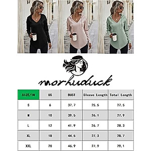 morhuduck Women's V Neck Hoodies Long Sleeve Sweatshirt Drawstring Pullover Tops with Pocket,Army Green, S