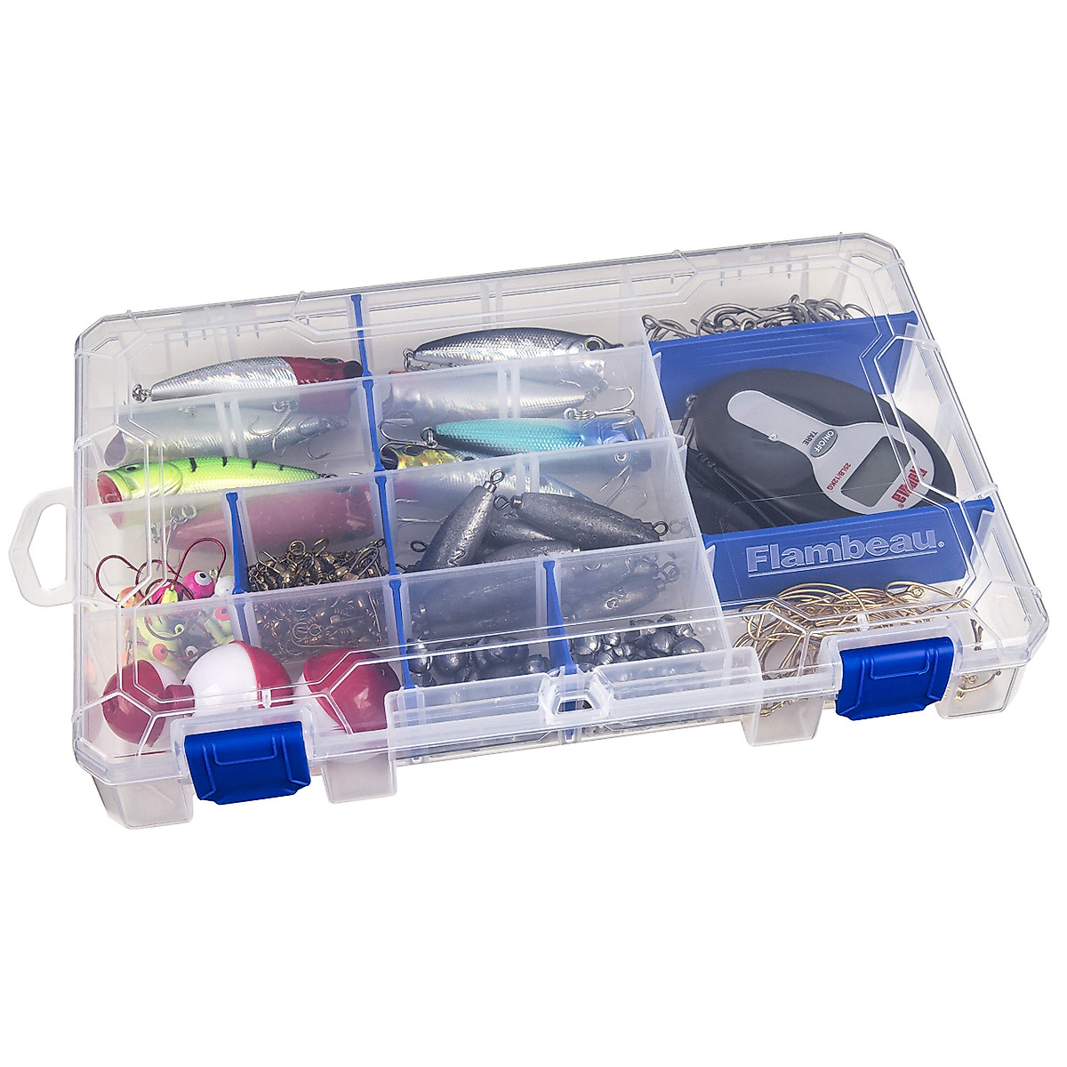 Flambeau Outdoors 4004 Fishing Tackle Box - Includes 15 Dividers, 20 Compartments, Clear Tackle Box Fishing Lure Organizer, Tuff Tainer Tackle Box with Zerust Anti-Rust Dividers
