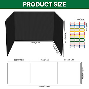 Ayuanb 4 PCS Desk Dividers, 17 x 14 x 13.5 Inch Plastic Classroom Privacy Shields for Student Desks with Name Labels, School Class Study Carrel Folder Boards Teacher Supplies (Black)