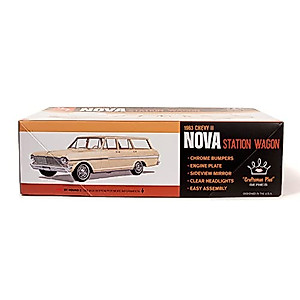 Round 2 Unknown AMT 1963 Chevy II Nova Station Wagon Craftsman Plus Series 1:25 Scale Model Kit, White