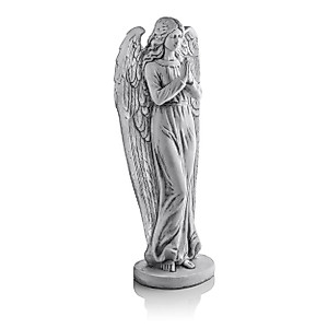 Alpine Corporation 47" Tall Indoor/Outdoor Praying Angel Statue Yard Art Decoration, Light Gray