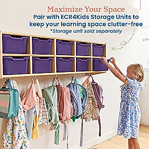 ECR4Kids Scoop Front Storage Bins, Multipurpose Organization, Purple, 10-Piece
