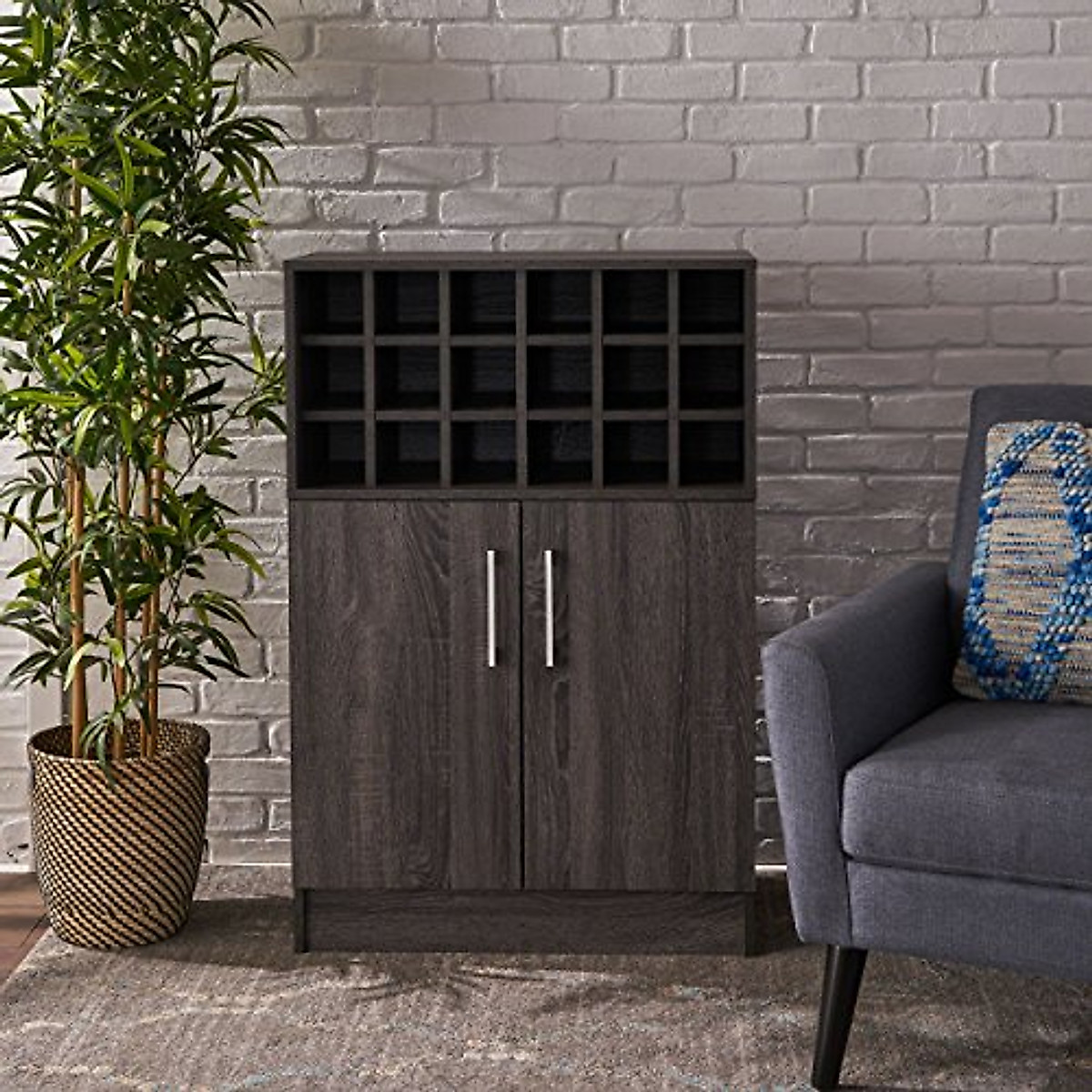 Christopher Knight Home Ridgecrest Mid-Century Modern Danish Styling Faux Wood Wine and Bar Cabinet, Sonoma Grey Oak