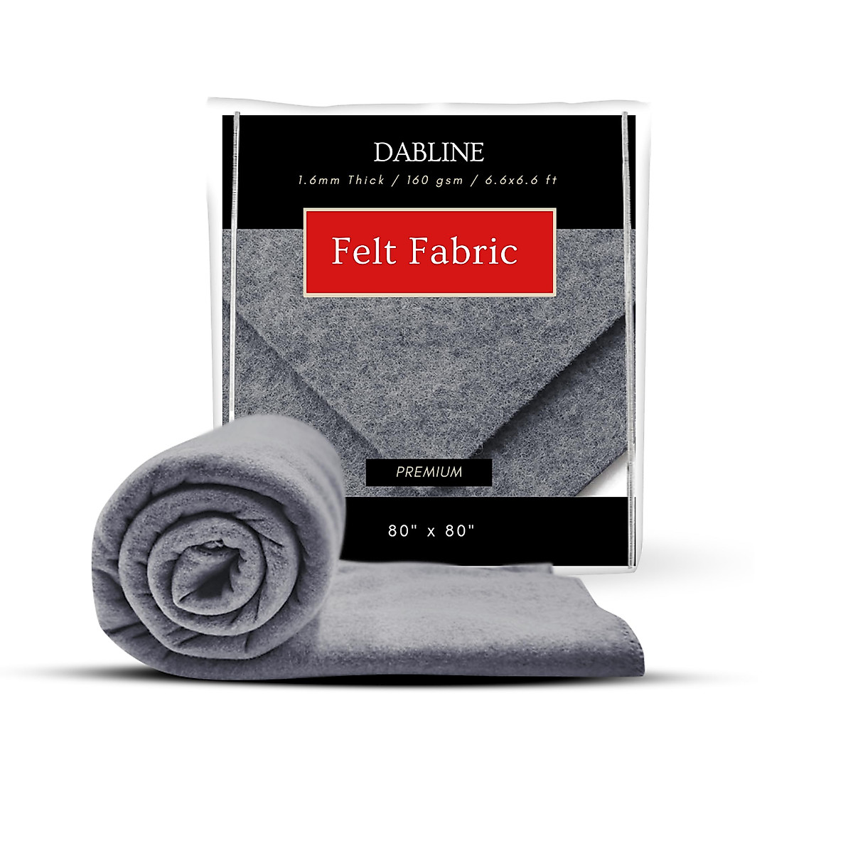 Dabline 80" x 80" Felt Fabric - Ideal for DIY Crafts, Tufting, Sewing and Padding - 1.6mm Thick Acrylic Felt Roll 6.6x6.6 ft