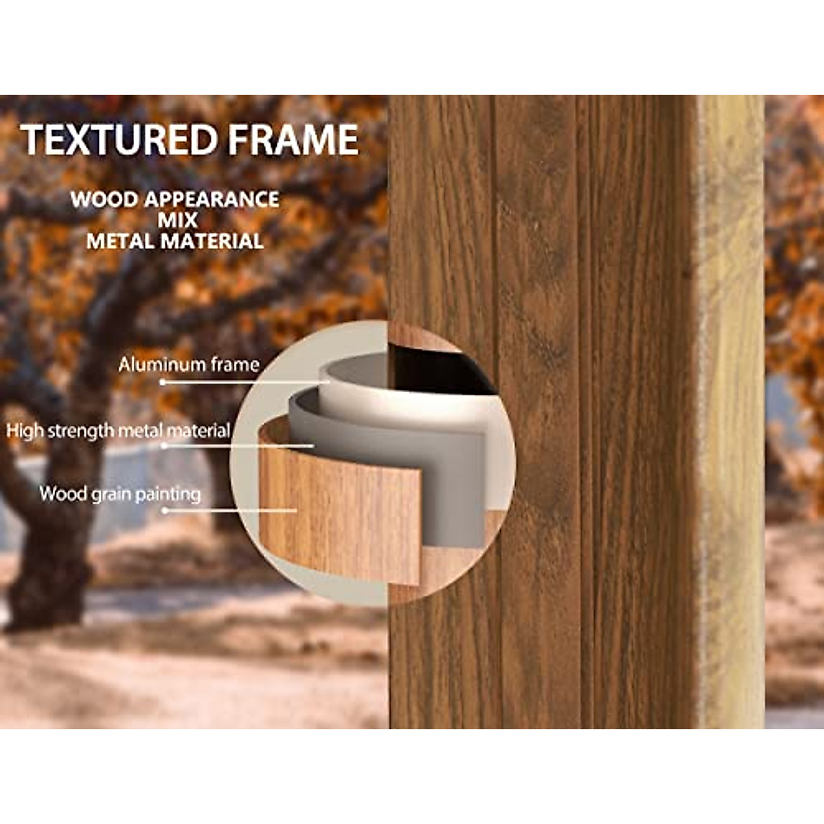 PURPLE LEAF 12' X 12' Outdoor Hardtop Gazebo for Patio Galvanized Steel Double Roof Permanent Canopy Teak Finish Coated Aluminum Frame Pavilion Gazebo with Netting