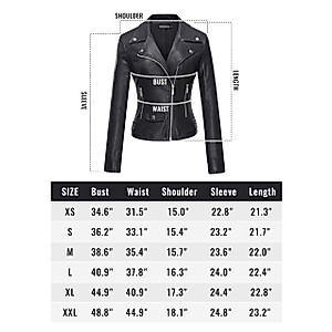 Tanming Women's Faux Leather Moto Biker Short Coat Jacket (Black-M)