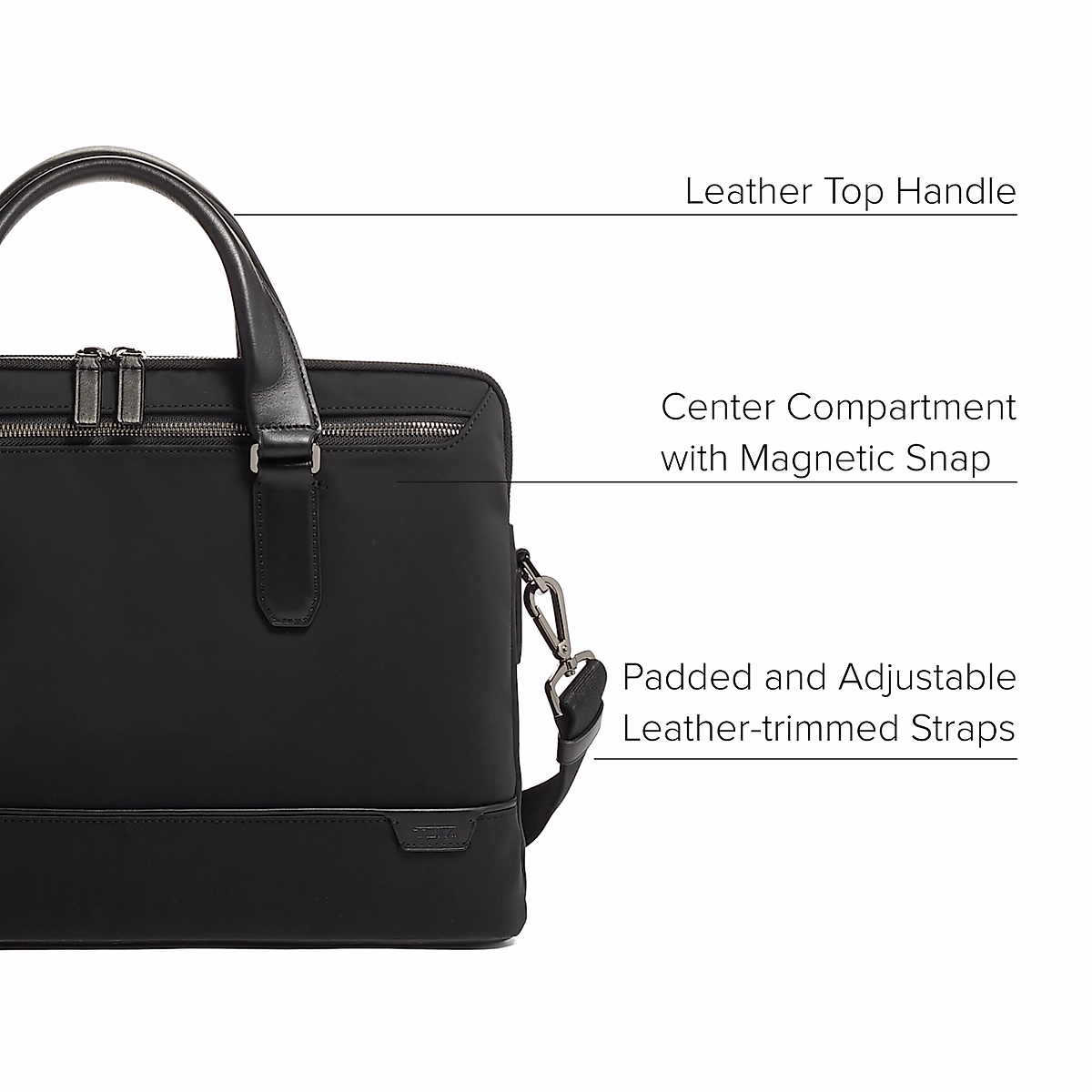 TUMI - Harrison Sycamore Slim Leather Top Zip Briefcase - 15 Inch Computer Bag for Men and Women - Black
