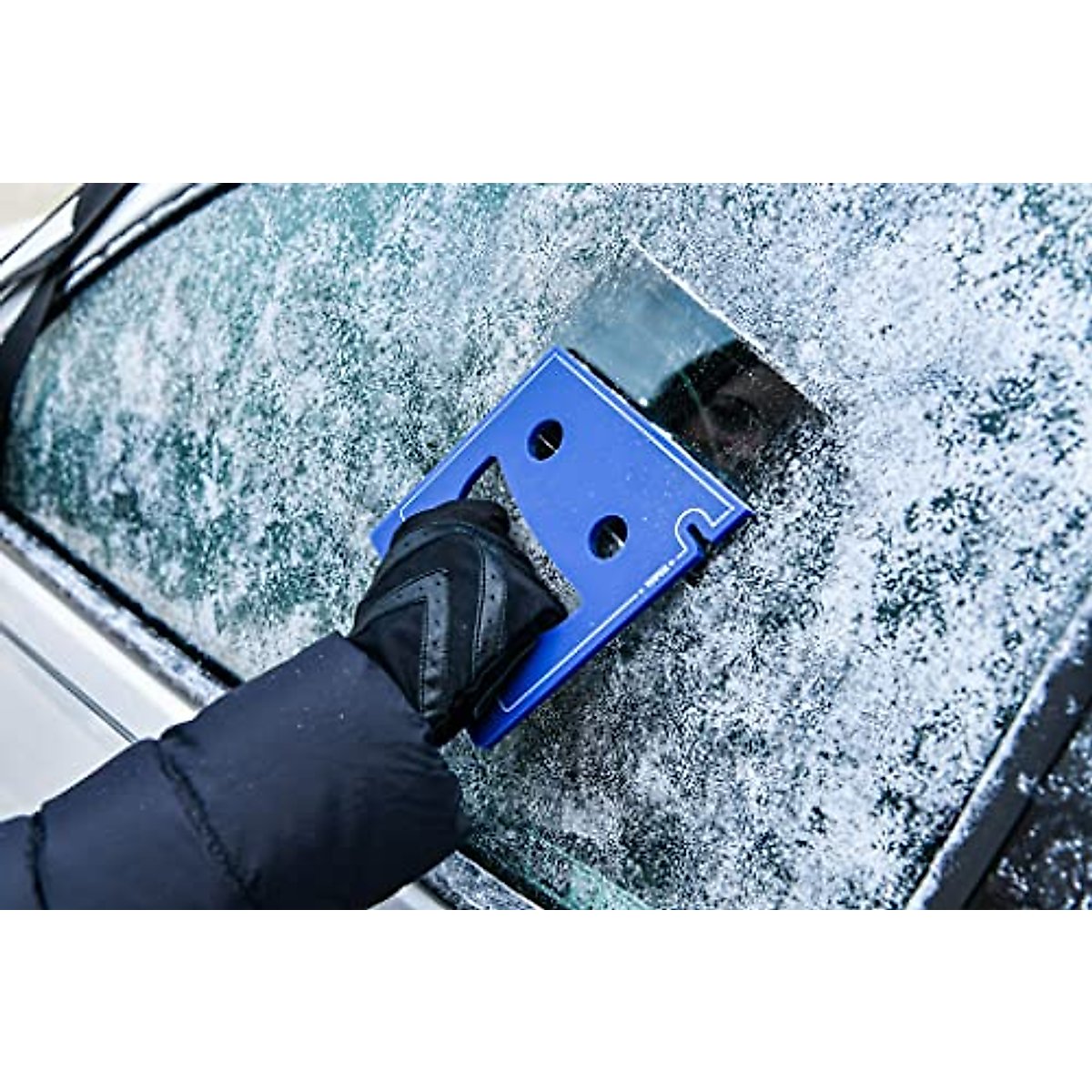 FrostGuard Scrape Buddy Car Ice Scraper Scrape with a Smile - Quickly Remove Frost, Ice and Snow from Your Vehicle Windows and Wiper Blades - Acrylic with Comfort Neoprene Sleeve - Blue Frost