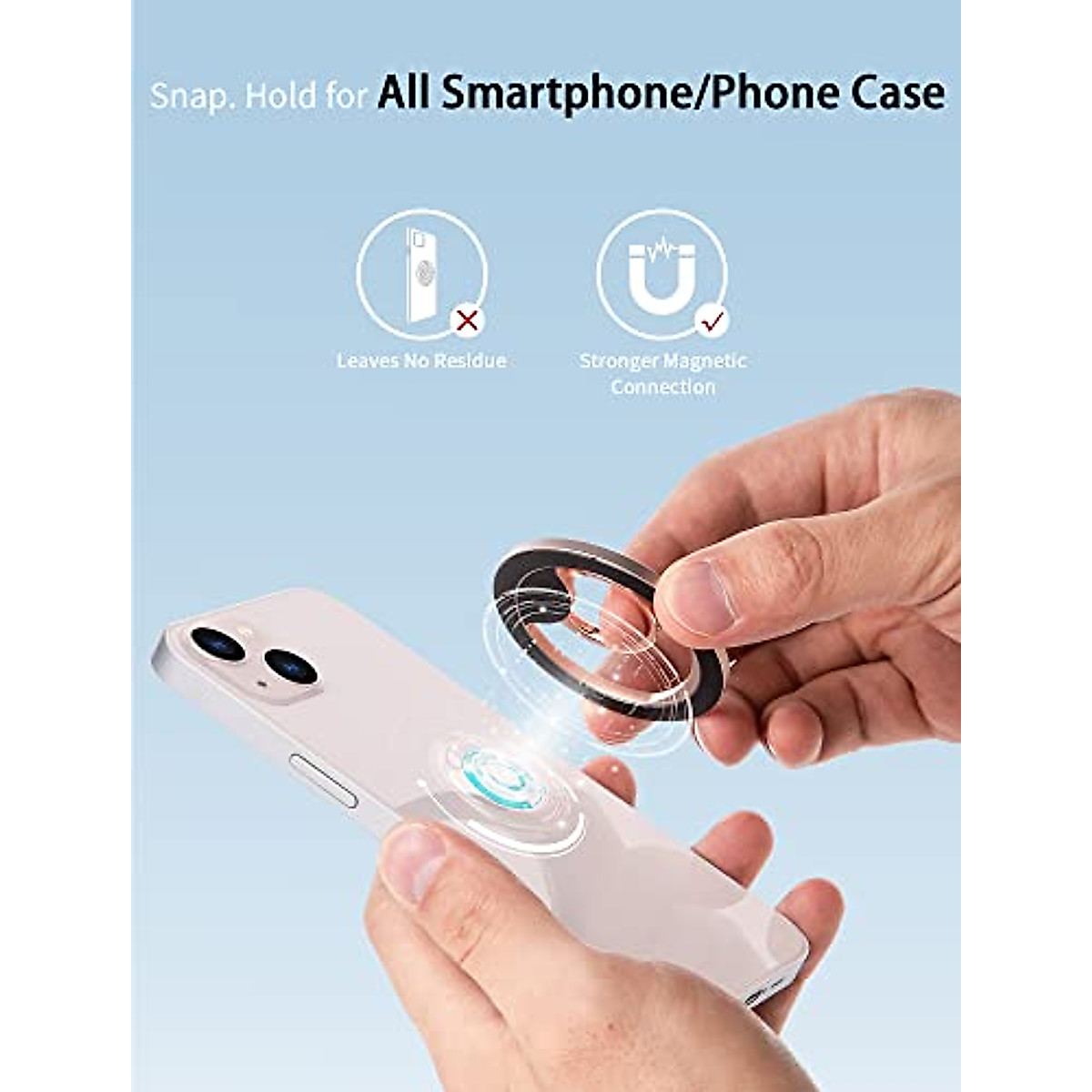 Magnetic Phone Grip (MagGo) Removable Phone Holder Stand Adjustable Finger Ring Grip Compatible with Magsafe for All Smartphone/Case (Rose Gold)