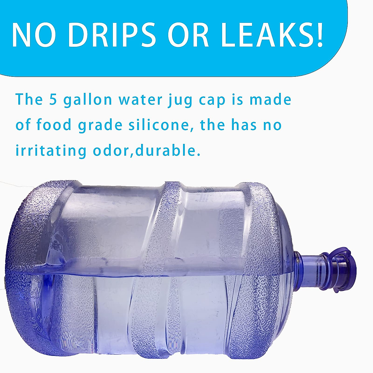 TLSTGO 8 PCS 5 Gallon Water Jug Cap, Silicone Reusable Replacement 5 Gallon Water Bottle Caps, Non-Spill 55mm Water Bottle Caps, for Water jug 5 Gallon and 3 Gallon Water Jug