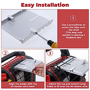 Wood Stove Fan Bracket for Mr Heater Buddy, Multi-Purpose Mr Heater Holder for Fireplace Fan/Heated Stuff Shelf, Stand with Clip for Little Buddy and Big Buddy, Outdoor Heater Buddy Accessories
