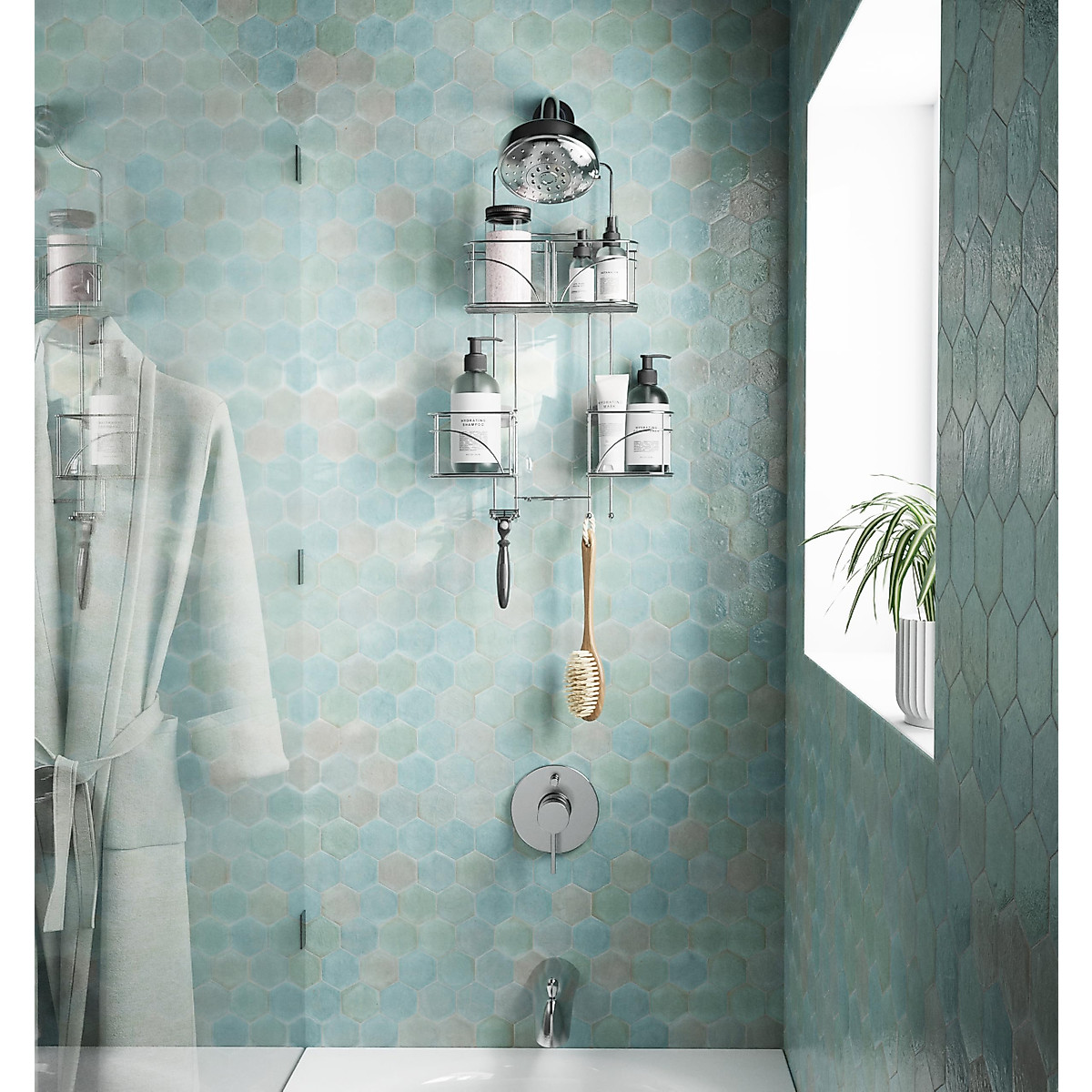 Zenna Home, Chrome Expandable Over-The-Shower Caddy