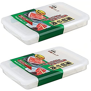 wulikanhua 2 Pack-Cold Dish Storage Container, Deli Meat Container Cold Cuts Fridge Keeper, Cheese Food Storage Container with Lid for Refrigerator, Shallow Low Profile Christmas Cookie Holder