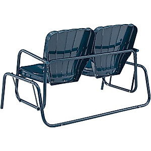 Crosley Furniture CO1032-NV Ridgeland Retro Outdoor Metal Loveseat Glider, Navy Gloss