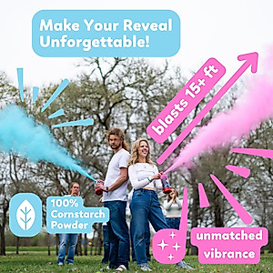 Baby Gender Reveal Powder Spray Color Blasters (Jumbo) | 2 Pack | Blue & Pink Smoke | 100% Biodegradable Powder Spray For Boy or Girl Reveal Decorations & Ideas