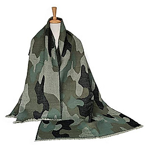 GERINLY Camo Winter Scarf for Women Fashion Camouflage Cashmere Scarf Large Blanket Wraps Military Pashmina Shawl (Camo)