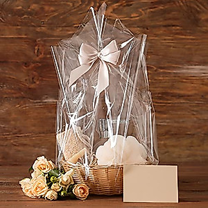 Yotelab Clear Cellophane Basket Bags, 17x25 Inch 20Pcs Cellophane Wrap for Gift Basket